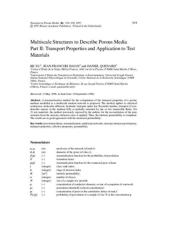 (PDF) Multiscale Structures to Describe Porous Media Part I ...