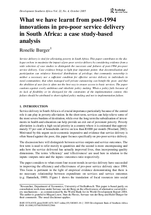 (PDF) What we have learnt from post-1994 innovations in pro-poor ...