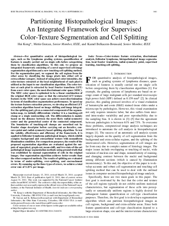 (PDF) Partitioning Histopathological Images: An Integrated Framework for Supervised Color ...