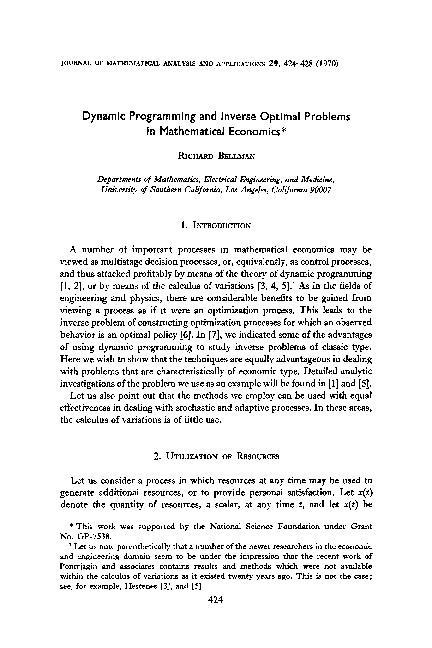 (PDF) Dynamic Programming and Inverse Optimal Problems in Mathematical ...
