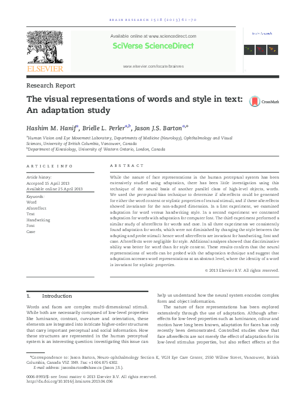 (PDF) The visual representations of words and style in text: An ...