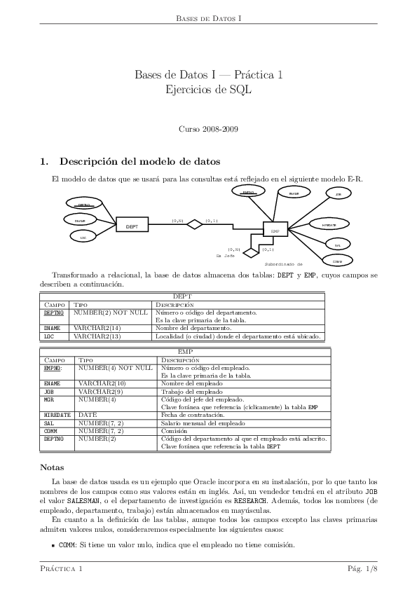 Pdf Bases De Datos I Bases De Datos I — Práctica 1 Ejercicios De Sql