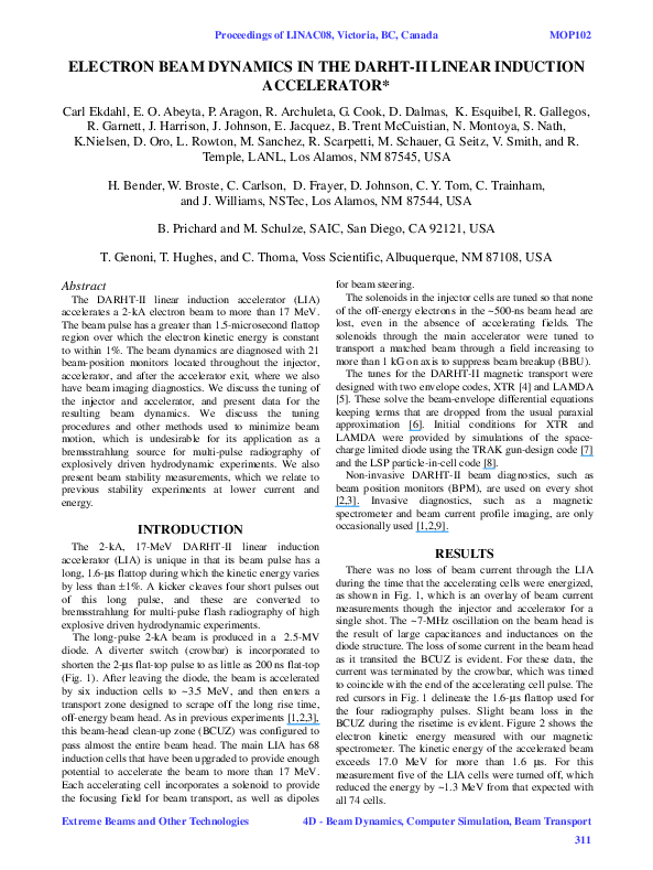 Pdf Electron Beam Dynamics In The Darht Ii Linear Induction Accelerator