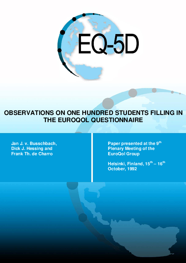 (PDF) Observations on one hundred students filling in the EuroQol ...