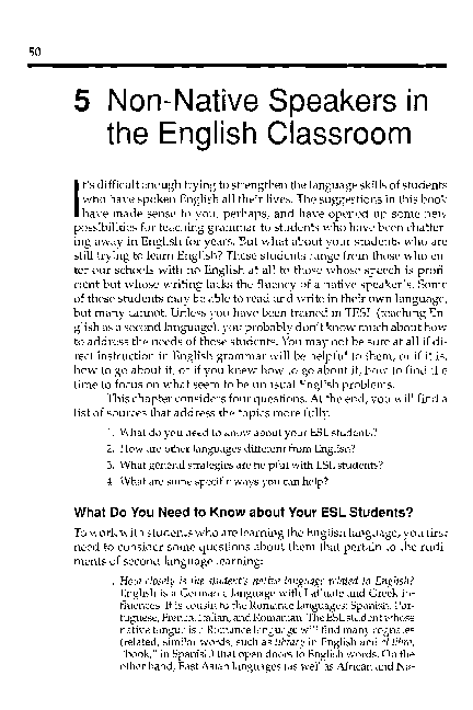 (PDF) 5 Non-Native Speakers in the English Classroom