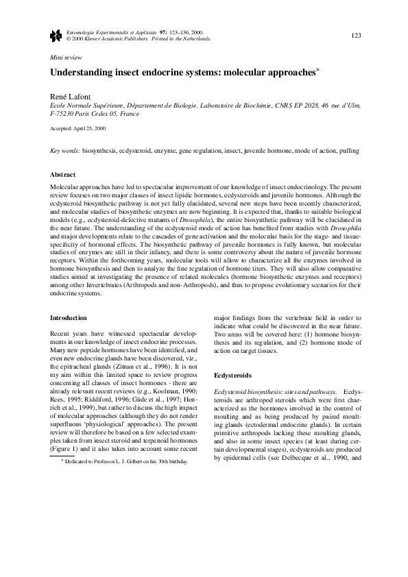 (PDF) Understanding insect endocrine systems: molecular approaches*