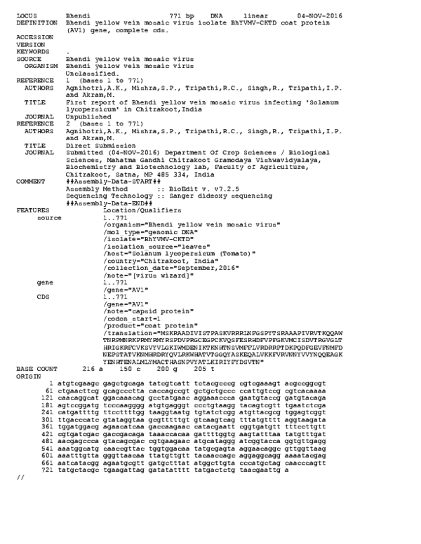 (PDF) A new plant virus Bh YVMV CKTD isolate