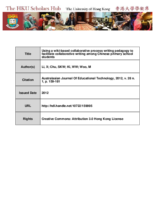 (PDF) Using a wiki-based collaborative process writing pedagogy to ...