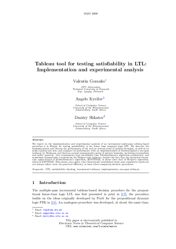 Pdf Tableau Tool For Testing Satisfiability In Ltl Implementation