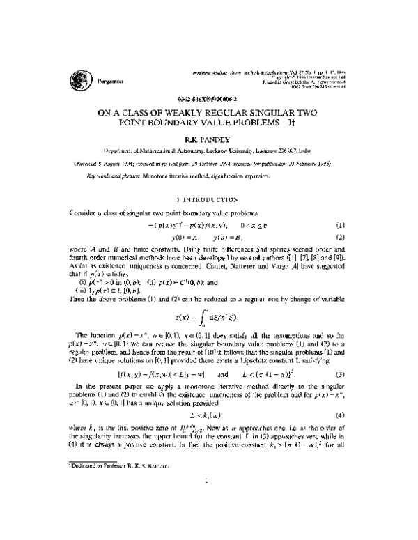 Pdf On A Class Of Weakly Regular Singular Two Point Boundary Value