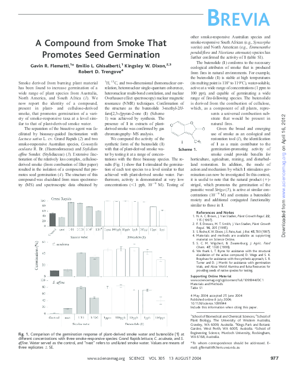 (PDF) A Compound from Smoke That Promotes Seed Germination