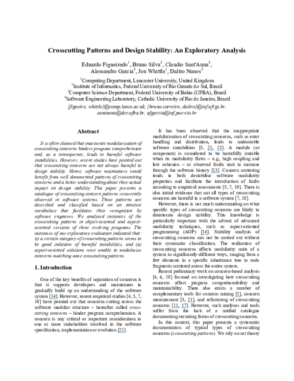 (PDF) Crosscutting patterns and design stability: An exploratory analysis