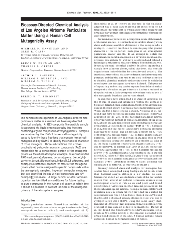(PDF) Bioassay-Directed Chemical Analysis of Los Angeles Airborne ...