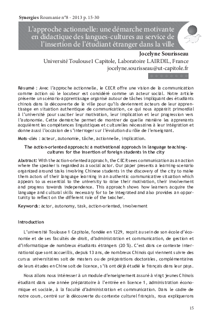 (PDF) Approche actionnelle Jocelyne Sourisseau