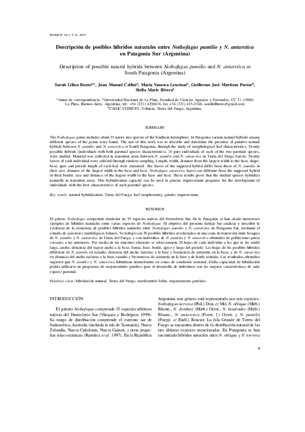 (PDF) Descripción de posibles híbridos naturales entre Nothofagus ...