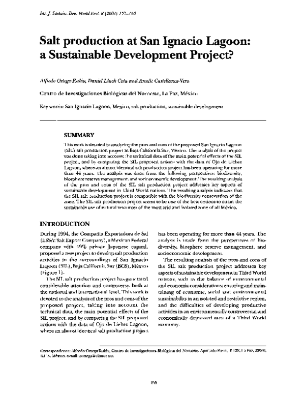 (PDF) Salt production at San Ignacio Lagoon: a Sustainable Development ...