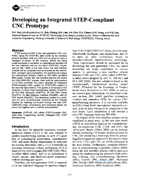 (PDF) Developing an integrated STEP-compliant CNC prototype