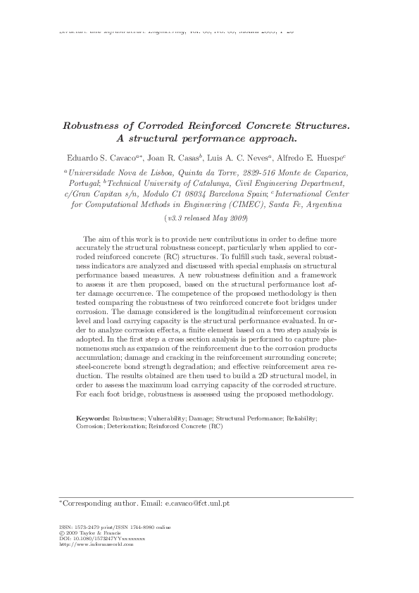 Pdf Robustness Of Corroded Reinforced Concrete Structures A Structural Performance Approach