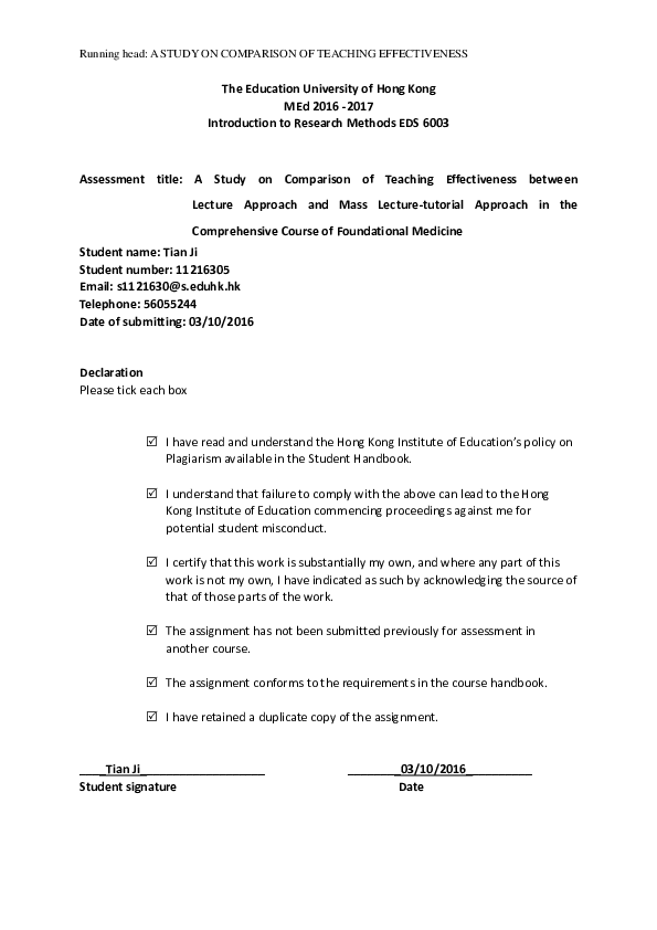 (PDF) A Study on Comparison of Teaching Effectiveness between Lecture ...
