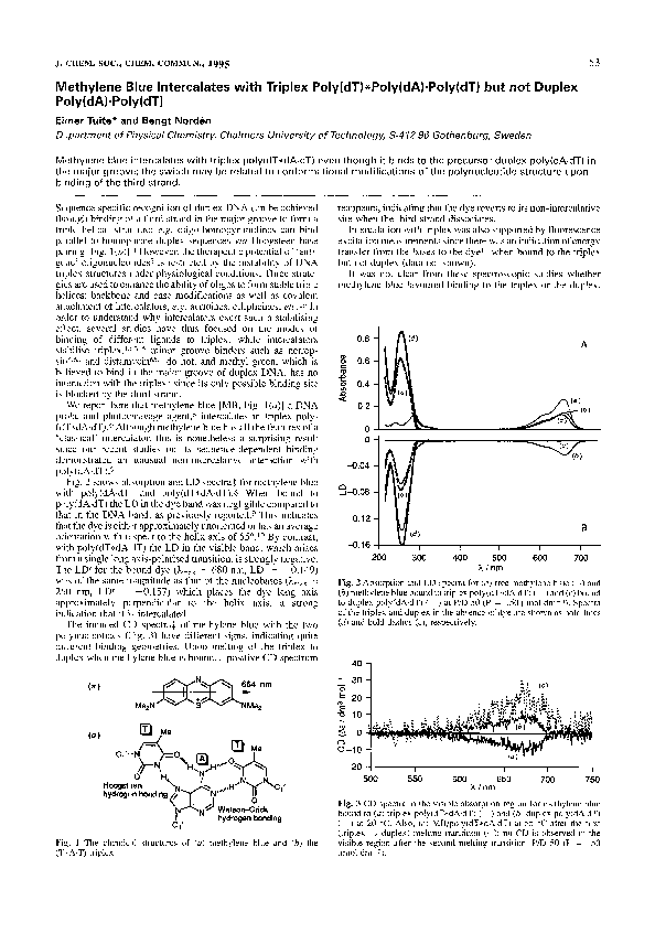 (PDF) Methylene blue intercalates with triplex poly(dT)*poly(dA) poly ...