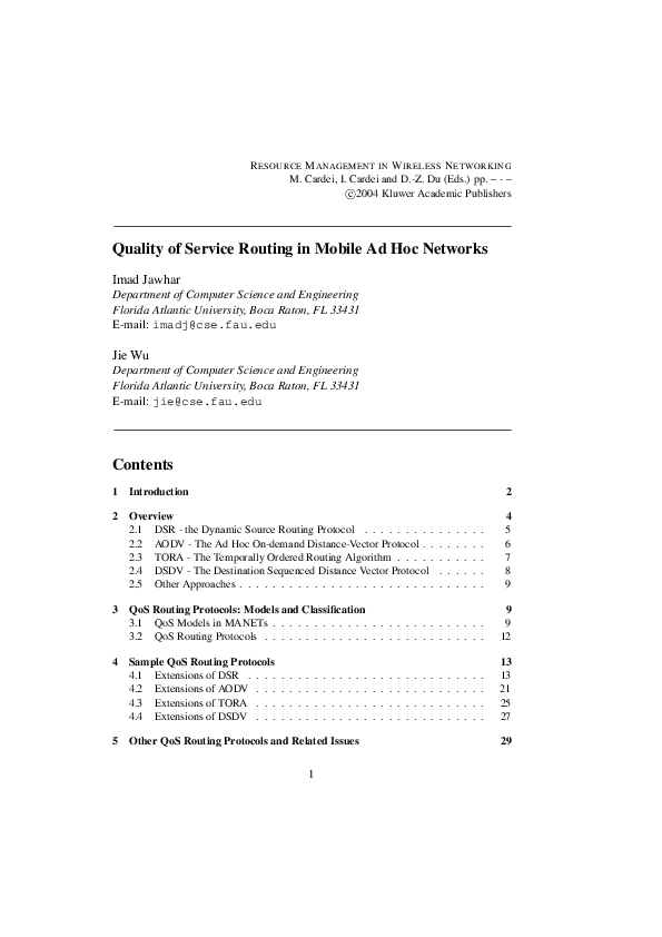 (PDF) Quality of Service Routing in Mobile Ad Hoc Networks