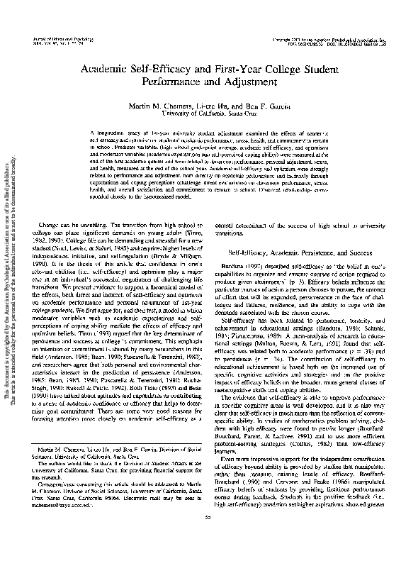 (PDF) Academic self-efficacy and first year college student performance ...