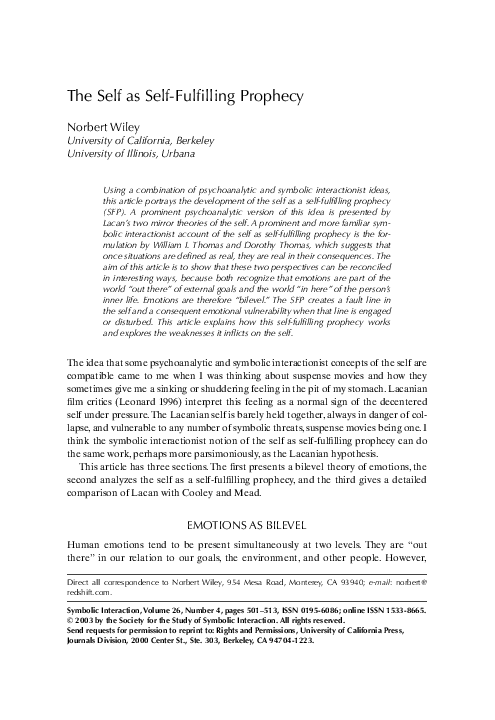 (PDF) The Self as Self-Fulfilling Prophecy