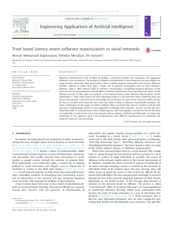 Pdf Trust Based Latency Aware Influence Maximization In Social Networks