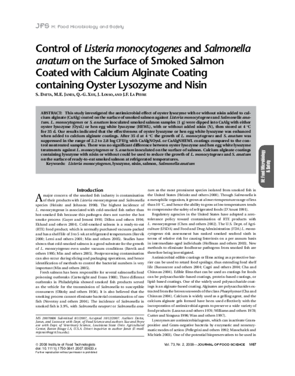 (PDF) Prevalence of Listeria spp. in Seafood Samples and Control of ...