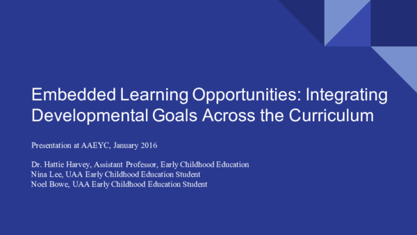 (PDF) Embedded Learning Opportunities: Integrating Developmental Goals ...