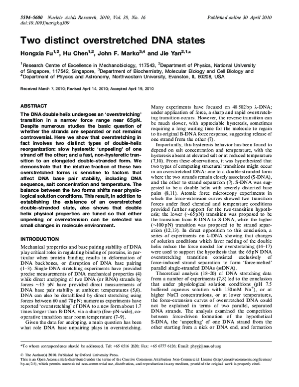 (PDF) Two distinct overstretched DNA states