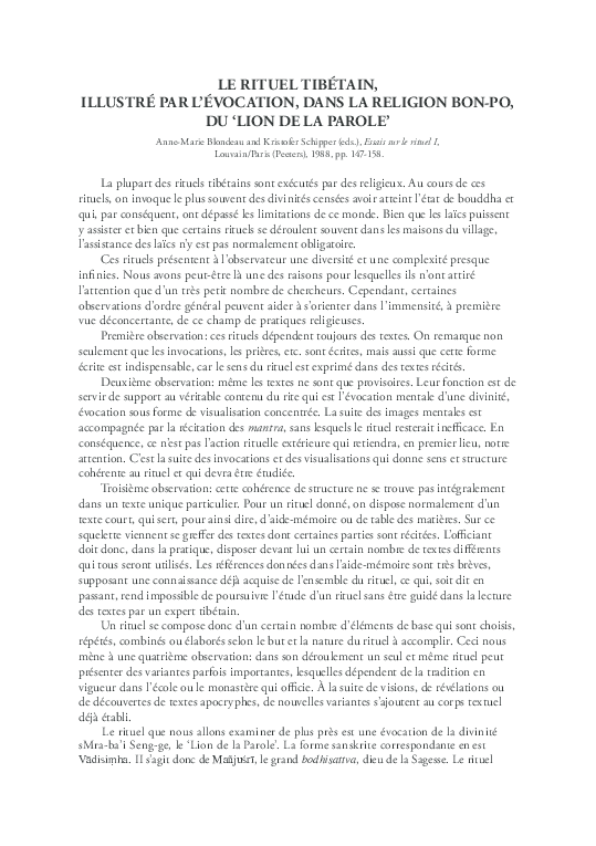 (PDF) LE RITUEL TIBÉTAIN, ILLUSTRÉ PAR L'ÉVOCATION, DANS LA RELIGION ...
