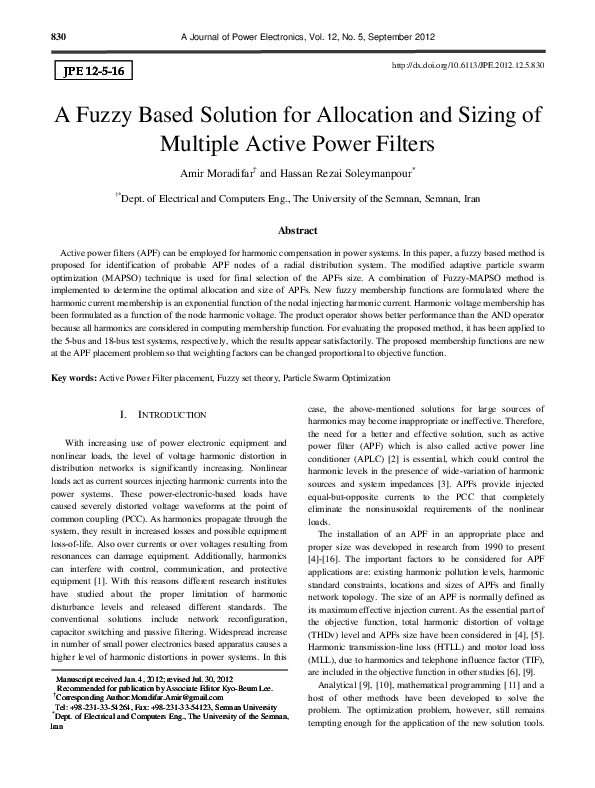(PDF) A Fuzzy Based Solution for Allocation and Sizing of Multiple ...