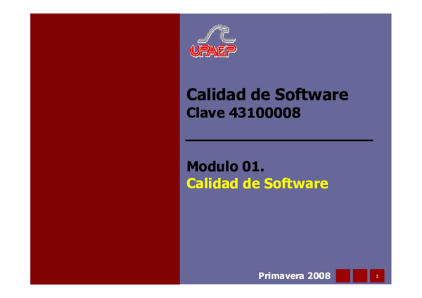 (PDF) Modulo 01. Calidad de Software