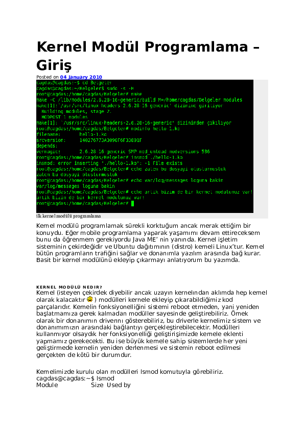 (DOC) Kernel Modül Programlama