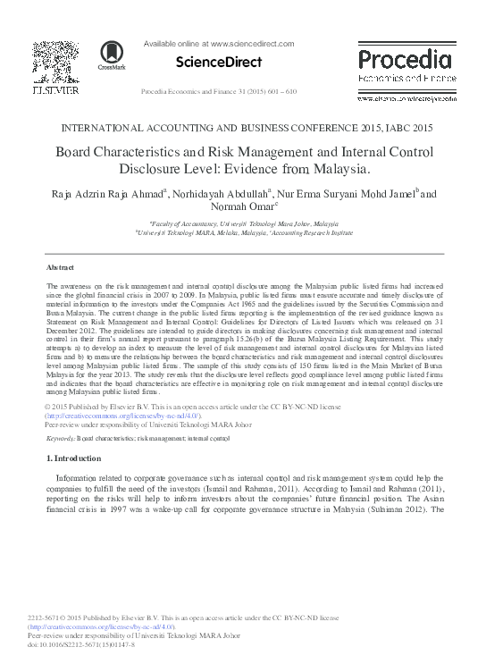 (PDF) Board Characteristics and Risk Management and Internal Control ...