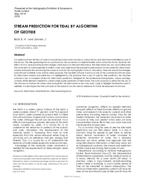 (PDF) Stream Prediction in Tidal by Algorithm of GeoTide