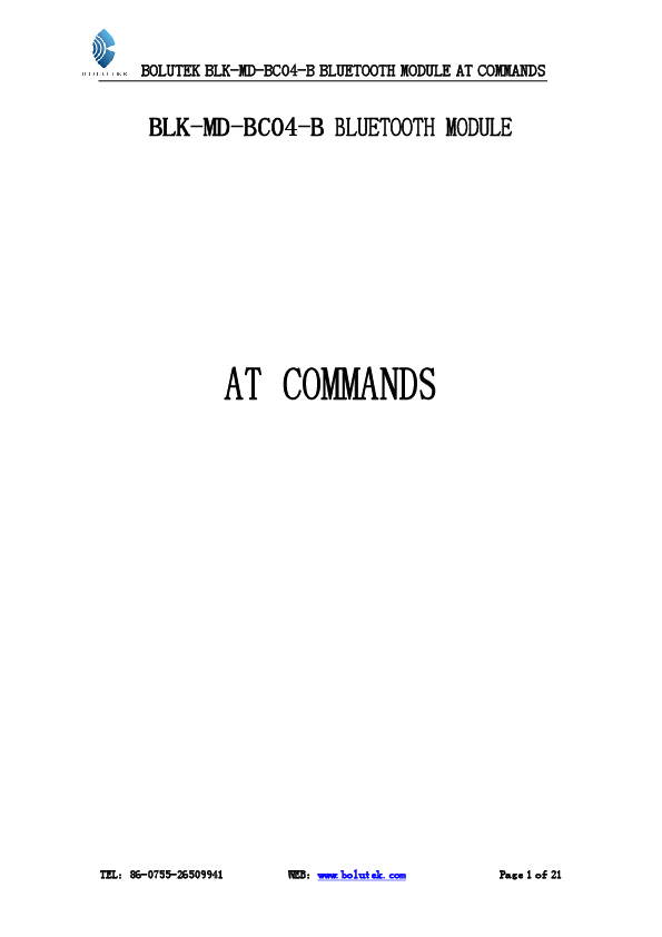 (PDF) BOLUTEK BLK-MD-BC04-B BLUETOOTH MODULE AT COMMANDS