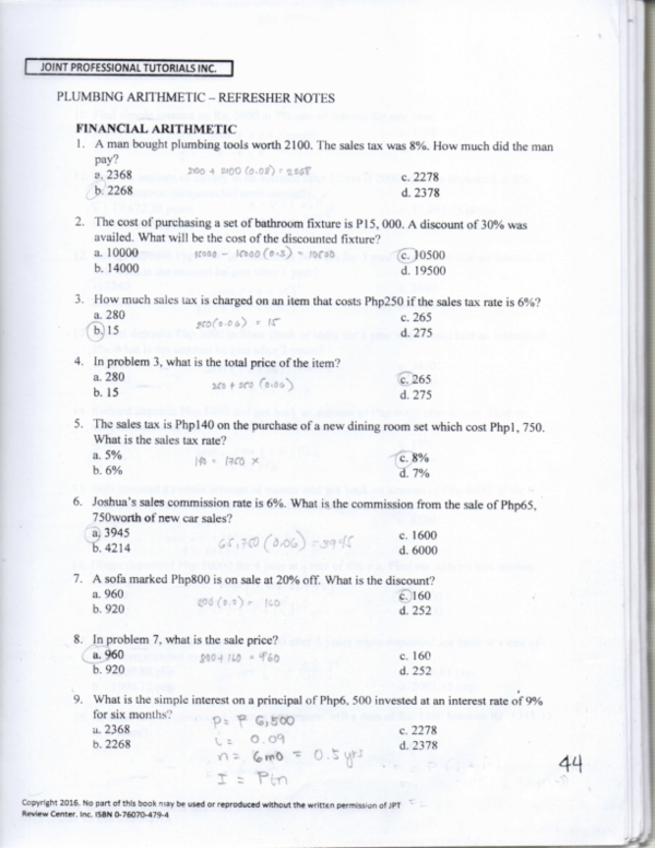 (PDF) PLUMBING ARITHMETIC