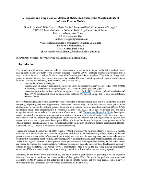 (PDF) A Proposal and Empirical Validation of Metrics to Evaluate the Maintainability of Software ...