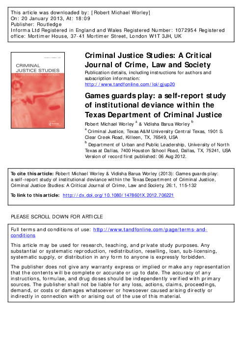 (PDF) Games guards play: a self-report study of institutional deviance ...