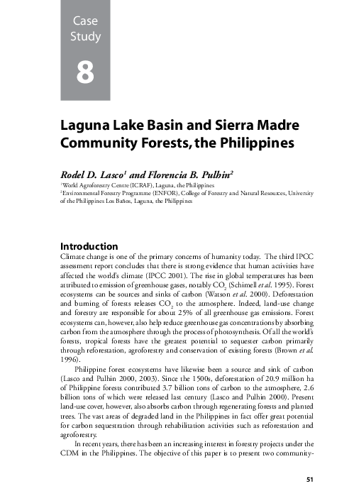 (PDF) Laguna Lake Basin and Sierra Madre Community Forests, the ...