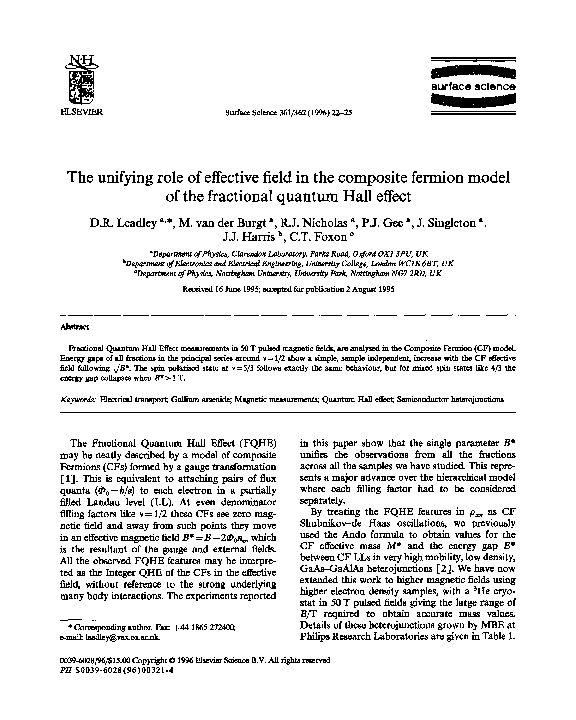 (PDF) The unifying role of effective field in the composite fermion ...