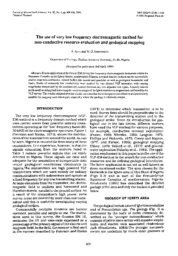 (PDF) The use of very low frequency electromagnetic method for non ...