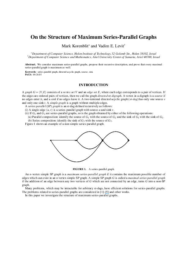 Pdf On The Structure Of Maximum Series Parallel Graphs