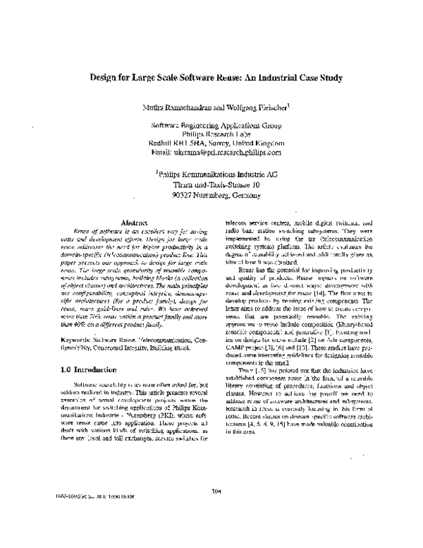 (PDF) Design for large scale software reuse: an industrial case study