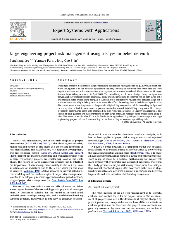 (PDF) Large engineering project risk management using a Bayesian belief ...
