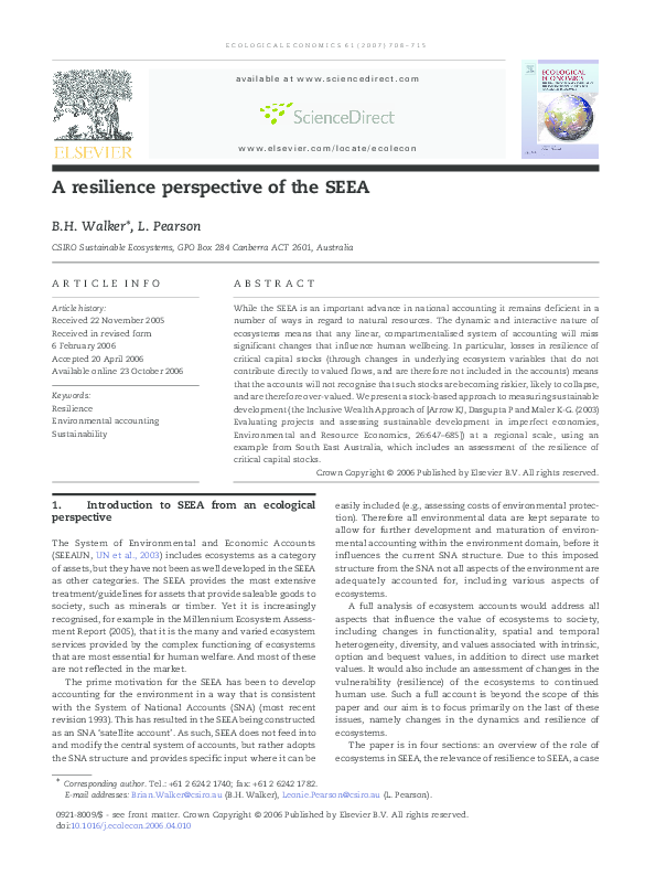 (PDF) A resilience perspective of the SEEA