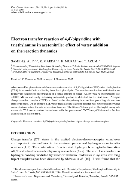 (PDF) Electron transfer reaction of 4,4′-bipyridine with triethylamine ...
