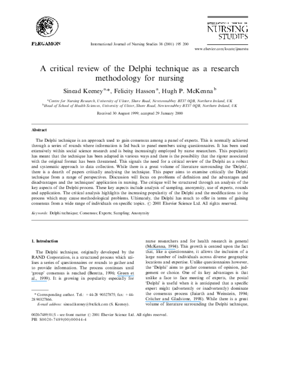 (PDF) A critical review of the Delphi technique as a research ...